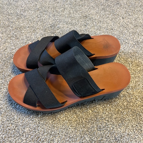 Fly London | Shoes | Fly London Wedge Sandals Womens 5 41 Black Brown ...